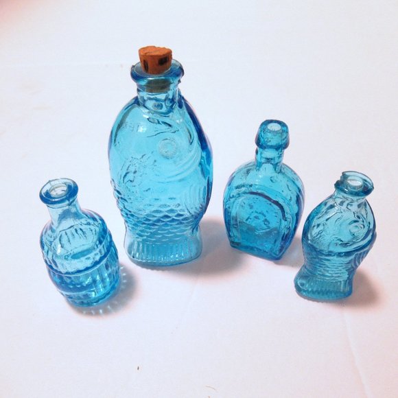 Vintage Taiwan | Accents | Vintage Blue Mini Bottles | Poshmark